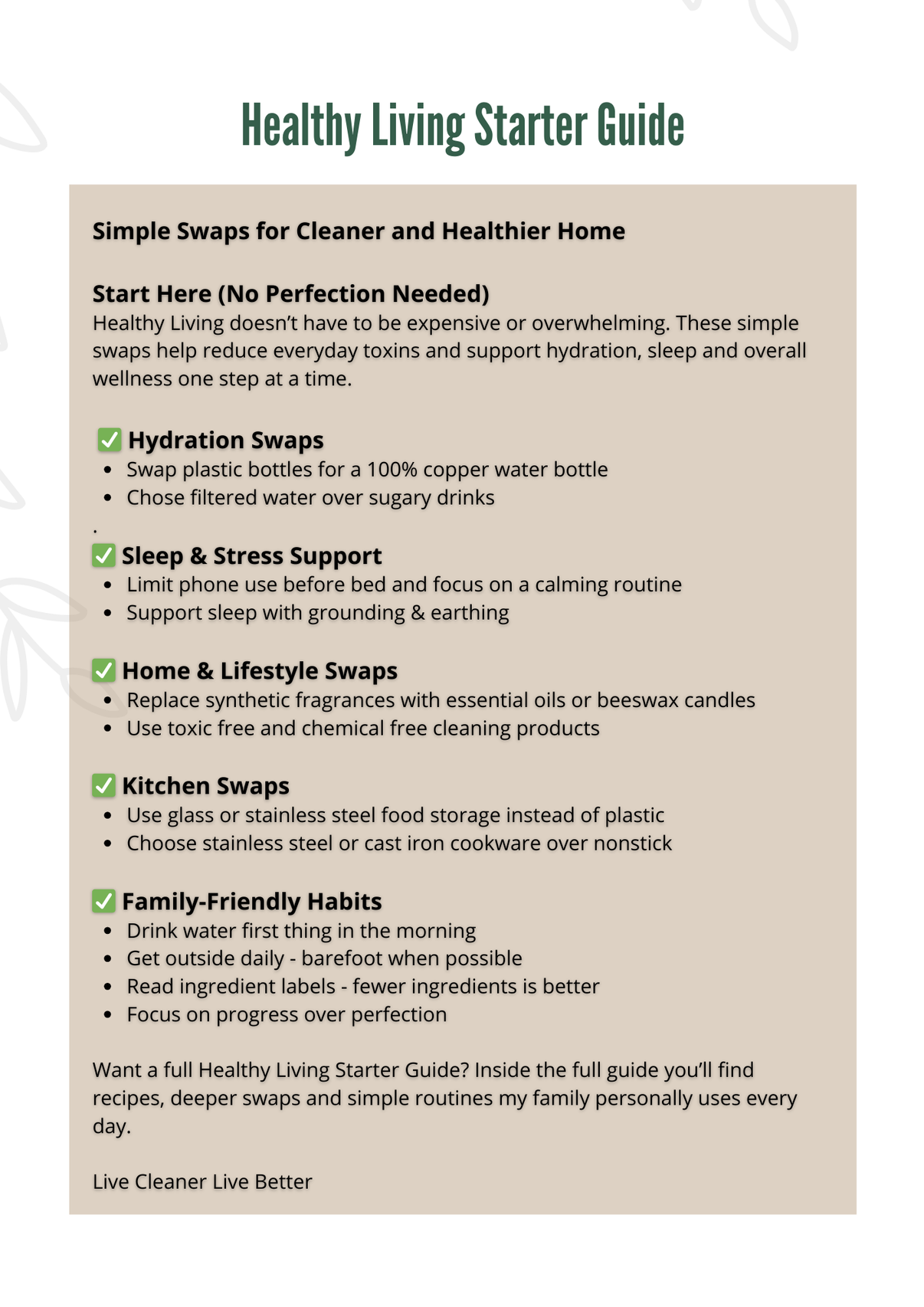 Healthy Living Starter Guide – The Healthy Living Lady